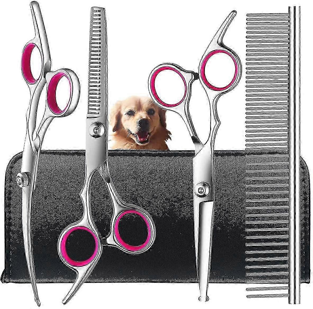 Dog Grooming Scissors Kit With Safety Round Tip, Stainless Steel ...