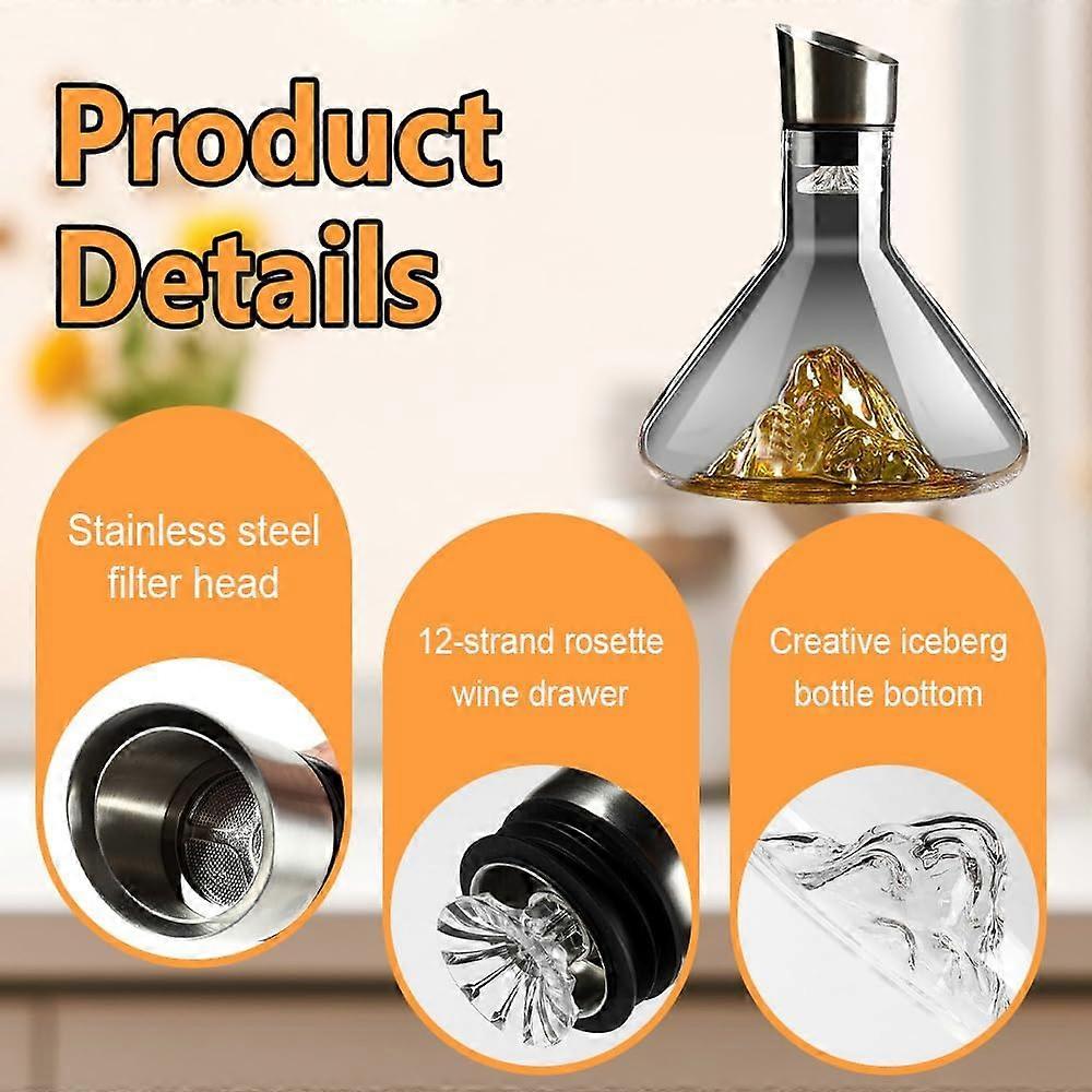 1500ml Crystal Decanter with Aerator & Filter Carafe & Built-in ...