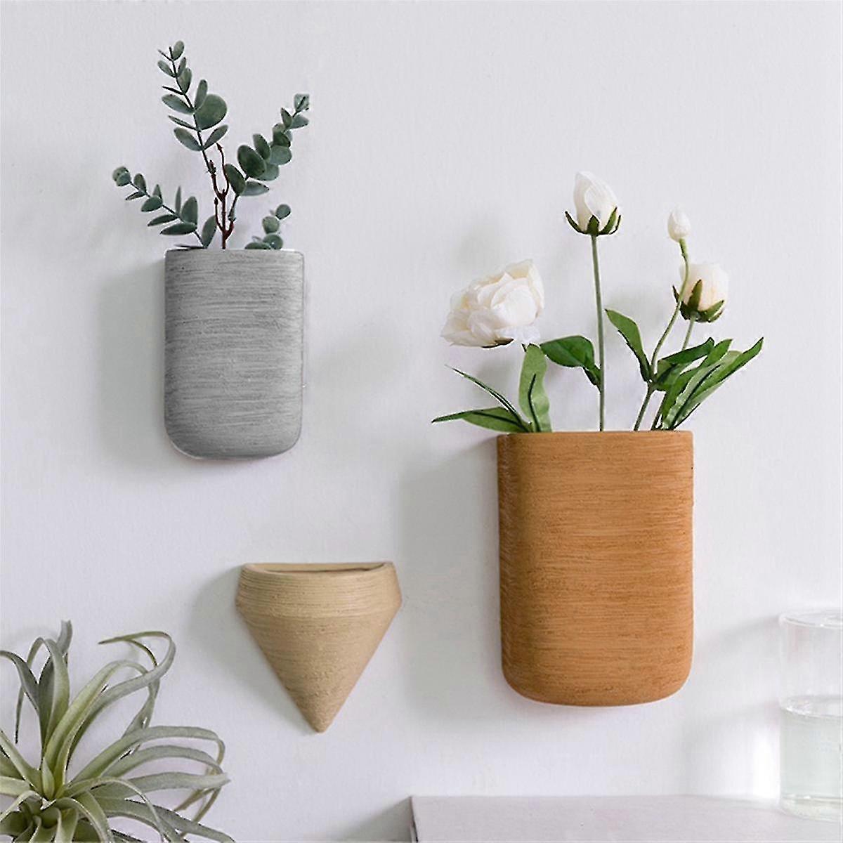 Geometric Shape Wall-Mounted Ceramic Flower Pots Balcony, Living Room ...