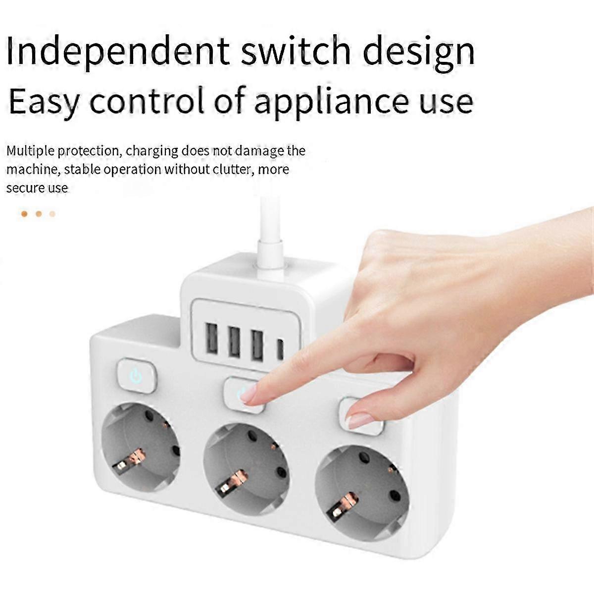 EU Plug Socket with Switch Power Strip Eu standard Socket Converter ...