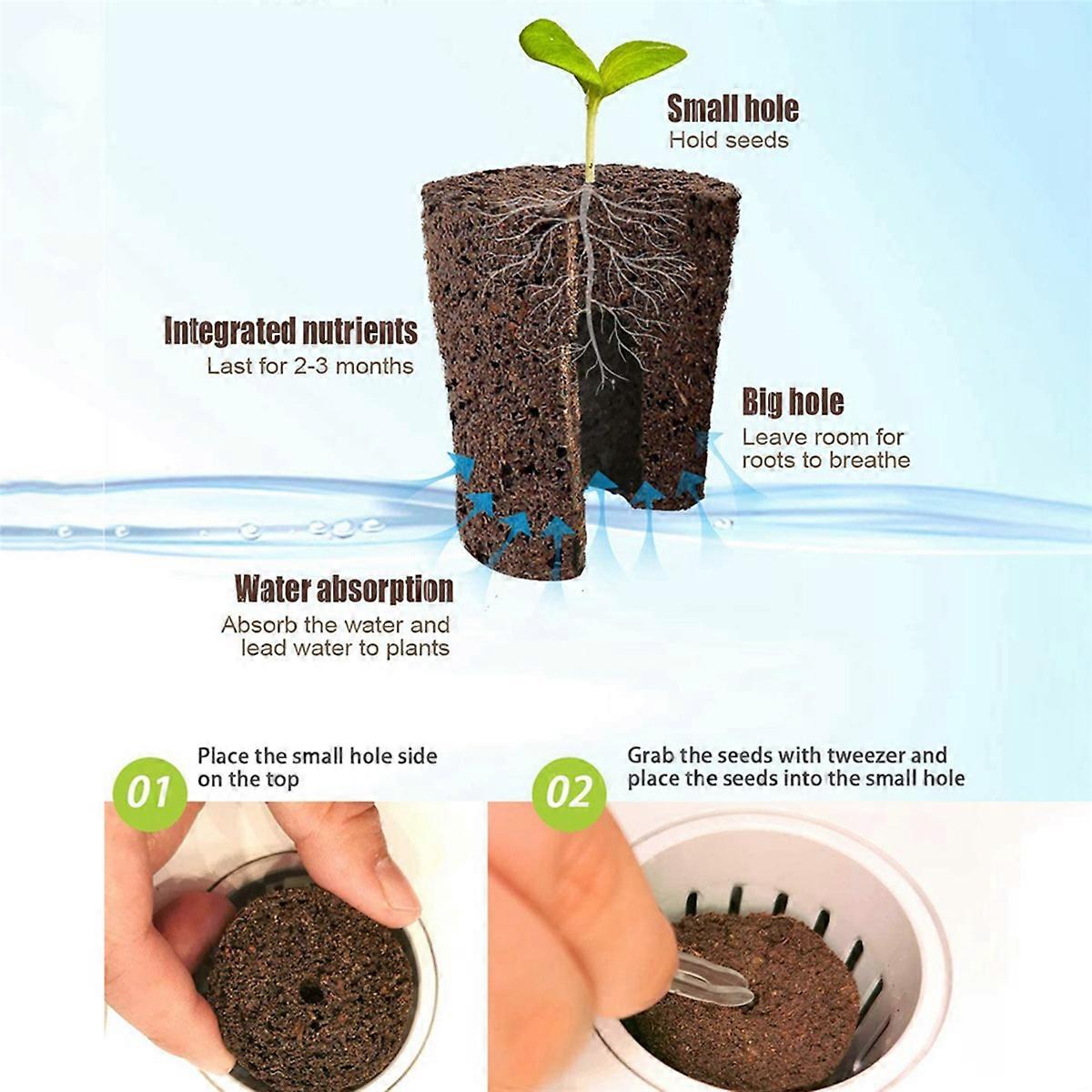 48X Plant Grow Sponges for Garden Hydroponic Indoor Garden Smart Sponge ...