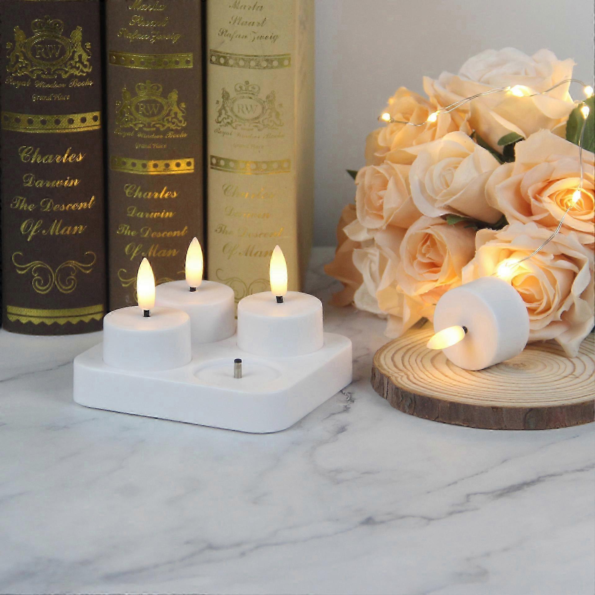 12 Pack of Rechargeable LED Tea Lights with Long-Life Candles | Fruugo UK