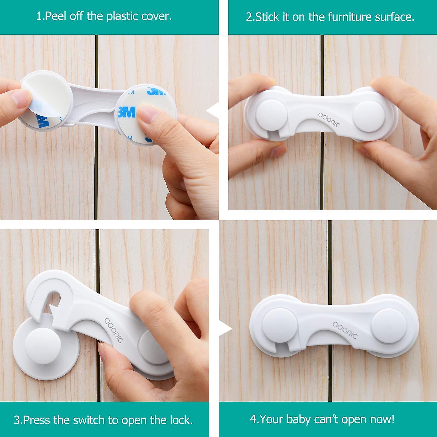 Cabinet Locks - Child Safety Locks 4 Pack - Baby Safety Cabinet Locks ...