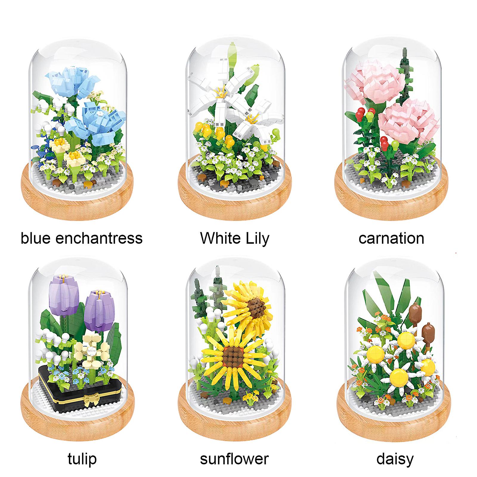 2023 New, Flower Bouquet Building Blocks DIY Flower Bouquet Building ...