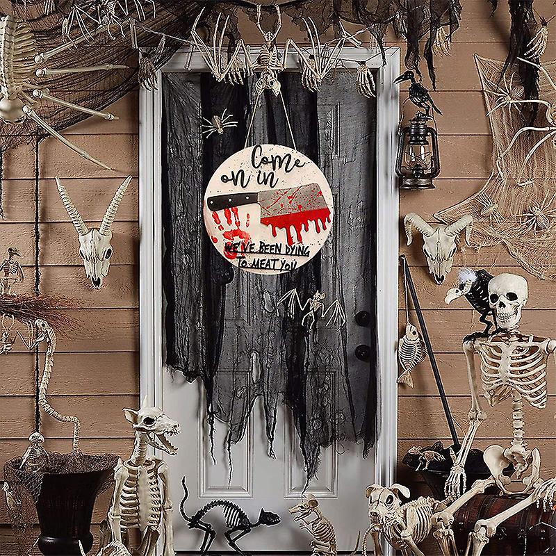 3d Horror Welcome Sign For Front Door Halloween Wreath Decoration ...