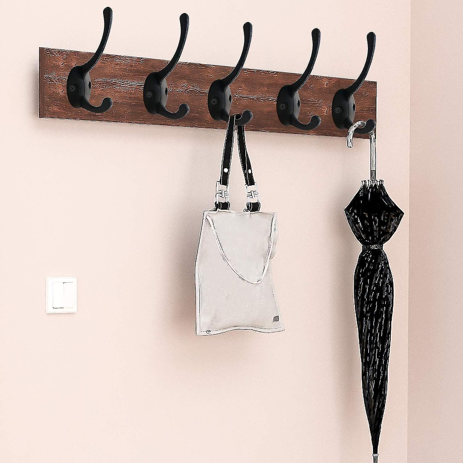12 Pack Black Coat Hooks Wall Mounted With 24 Screws Retro Double Hooks ...