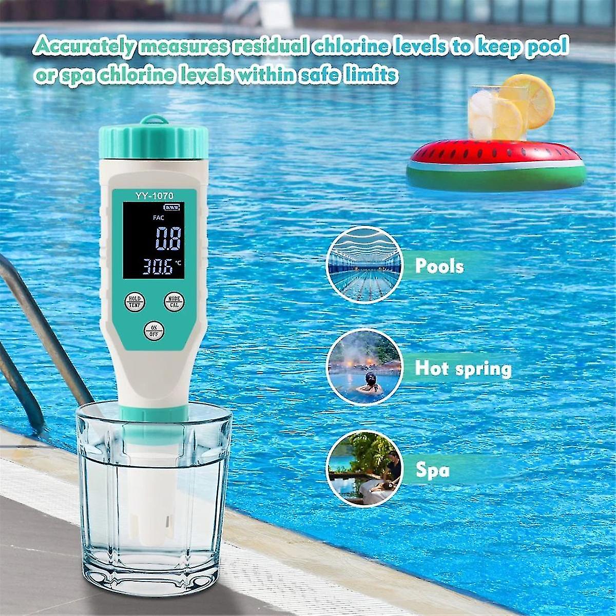 7 In 1 Ph/free Chlorine/orp/ec/tds/salt/temp Ph Meter Swimming Pool ...