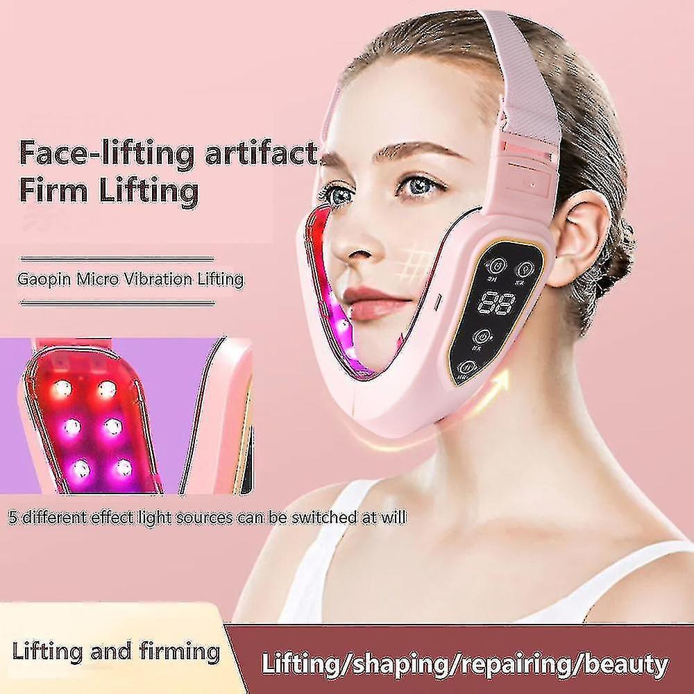 Microcurrent V Face Lifting Ems Facial Slimming Massager Double Chin Remover Led Light Therapy ...