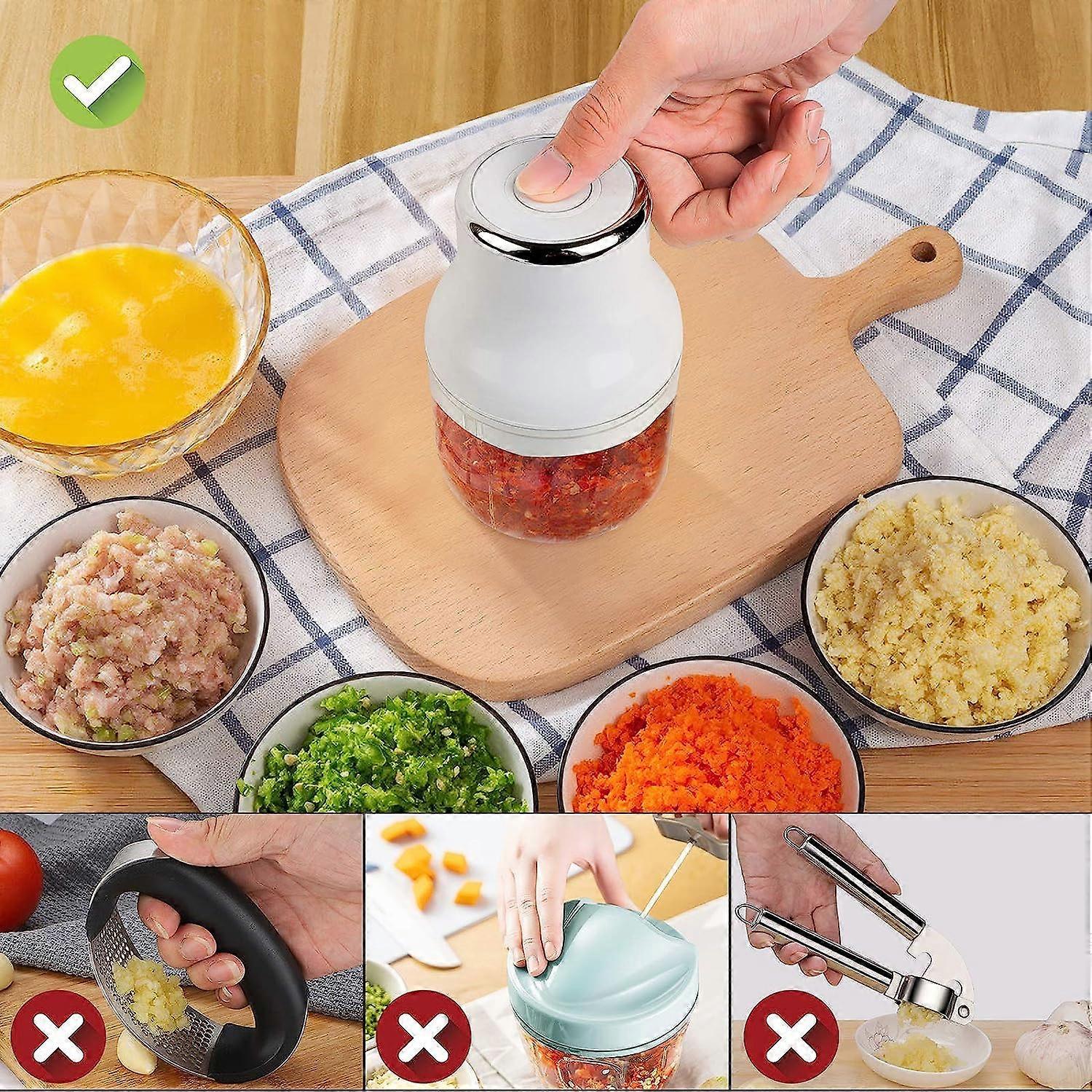 Kitchen Electric Garlic Press 250 ml Portable Vegetable Cutter ...