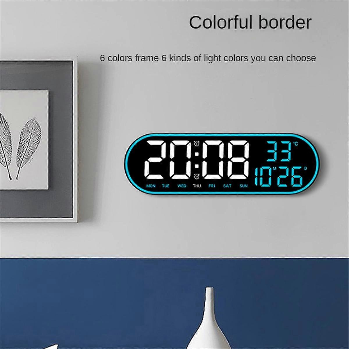 Digital Wall Clock Display, 15Inch Clock with Time Date Temp Week ...