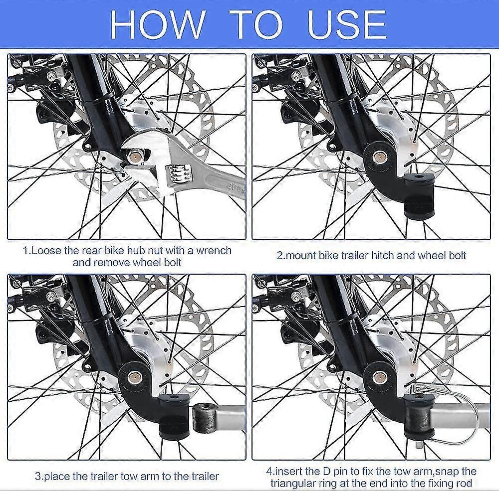 2 Pcs Bike Trailer Coupler Bicycle Trailer Hitch Steel Connector ...