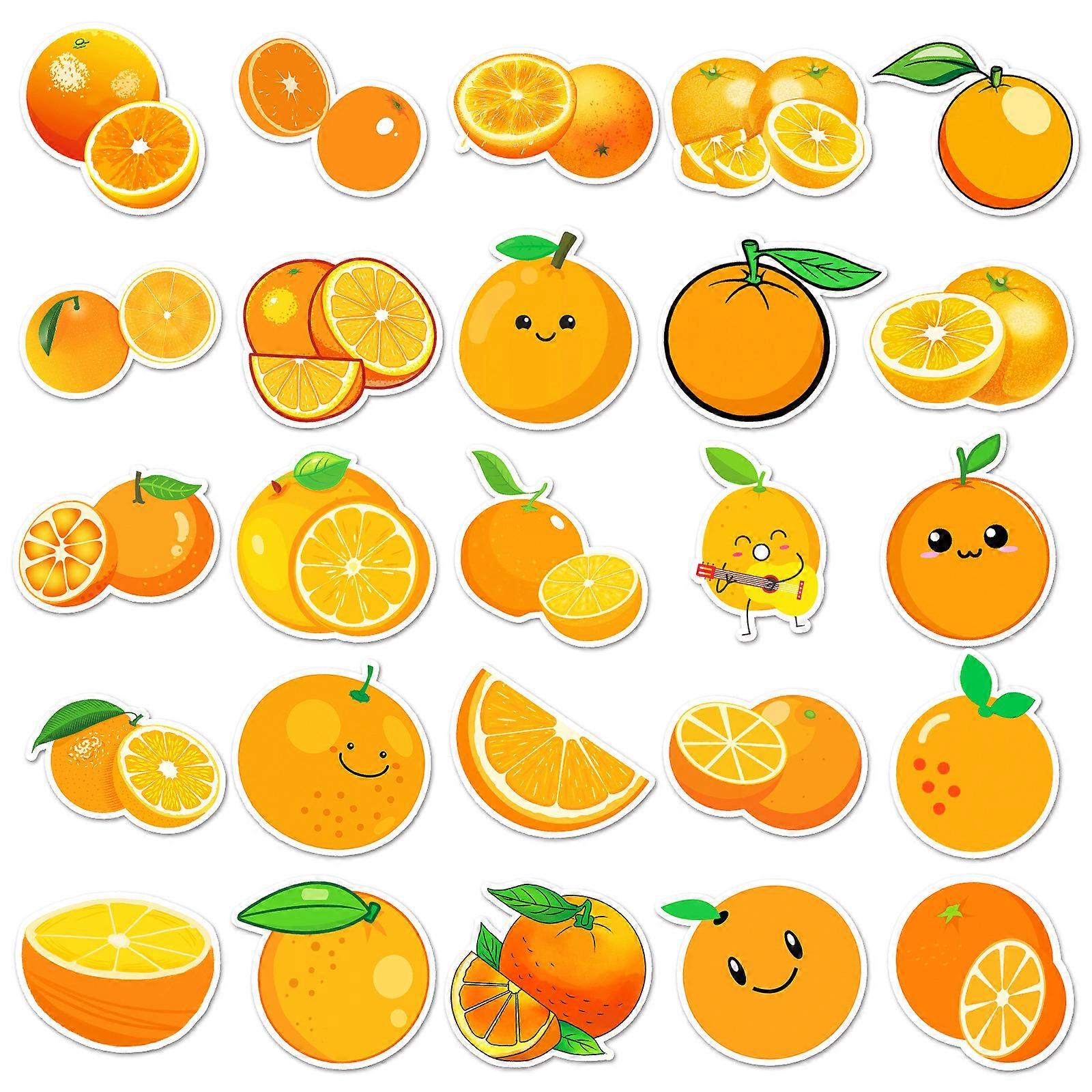 Orange Stickers for Kids Girls Boys Teens 50 PcsCute Cartoon Waterproof ...