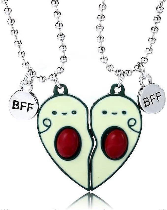 Pack of 2 Women's Silver Friendship Necklace, Avocado Bff Chains for 2 ...