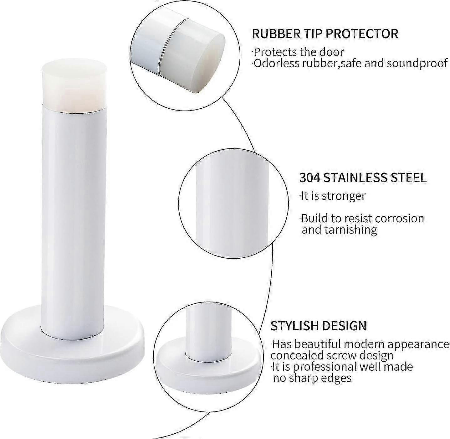 3Pcs 3.5 Inch Door Stop,Stainless Steel Door Stopper with Rubber Tips ...