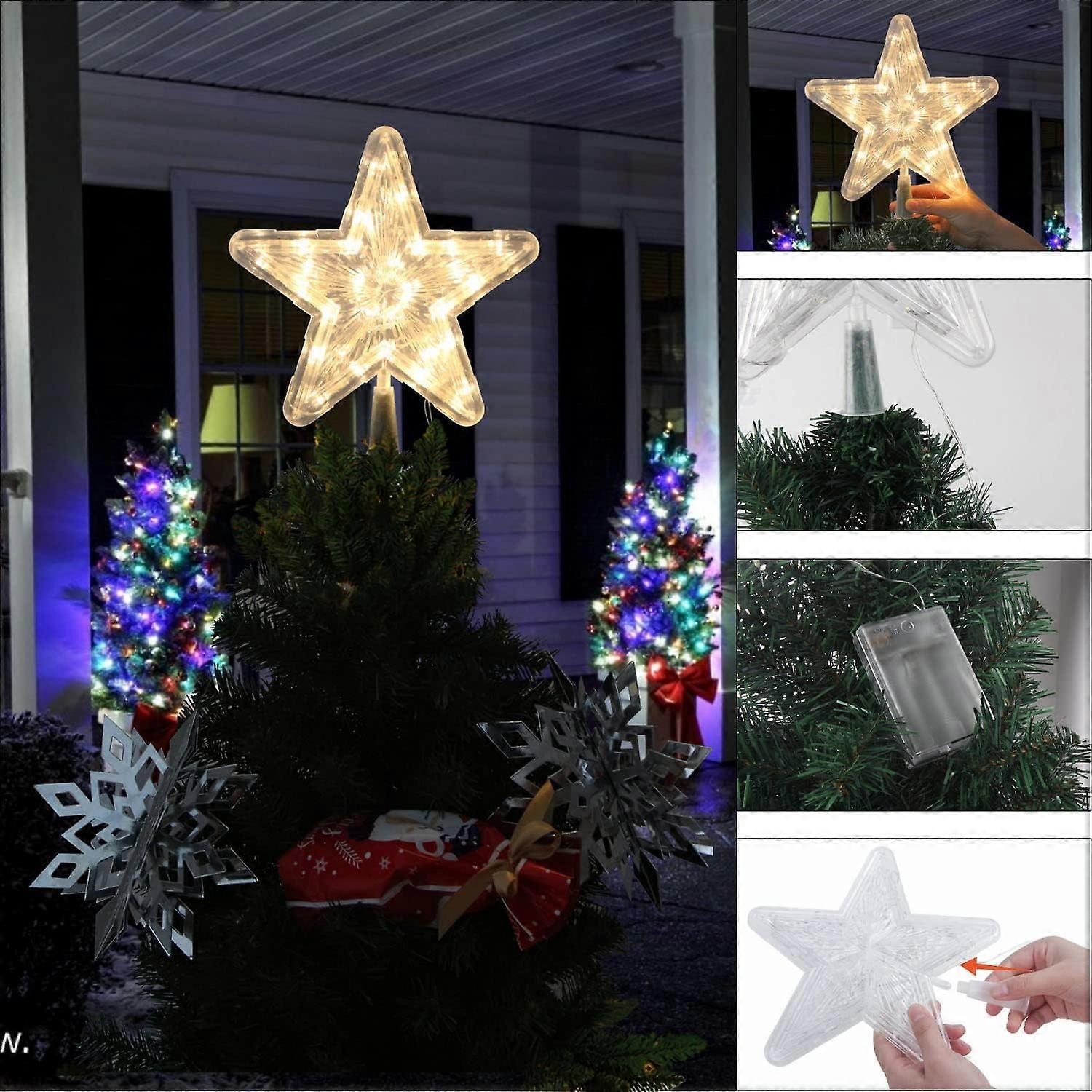 Christmas Star Tree Topper Lighted, Xmas Tree Topper with Lights Light ...