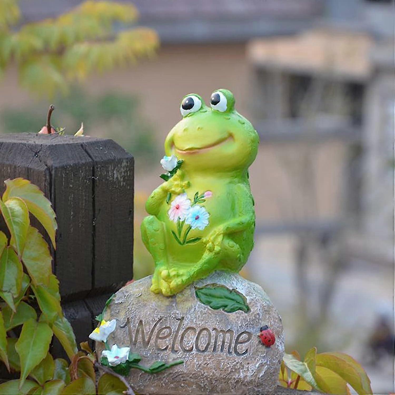 Frog Garden Decoration, Resin Frog Statue Sculpture, Welcome To Our ...