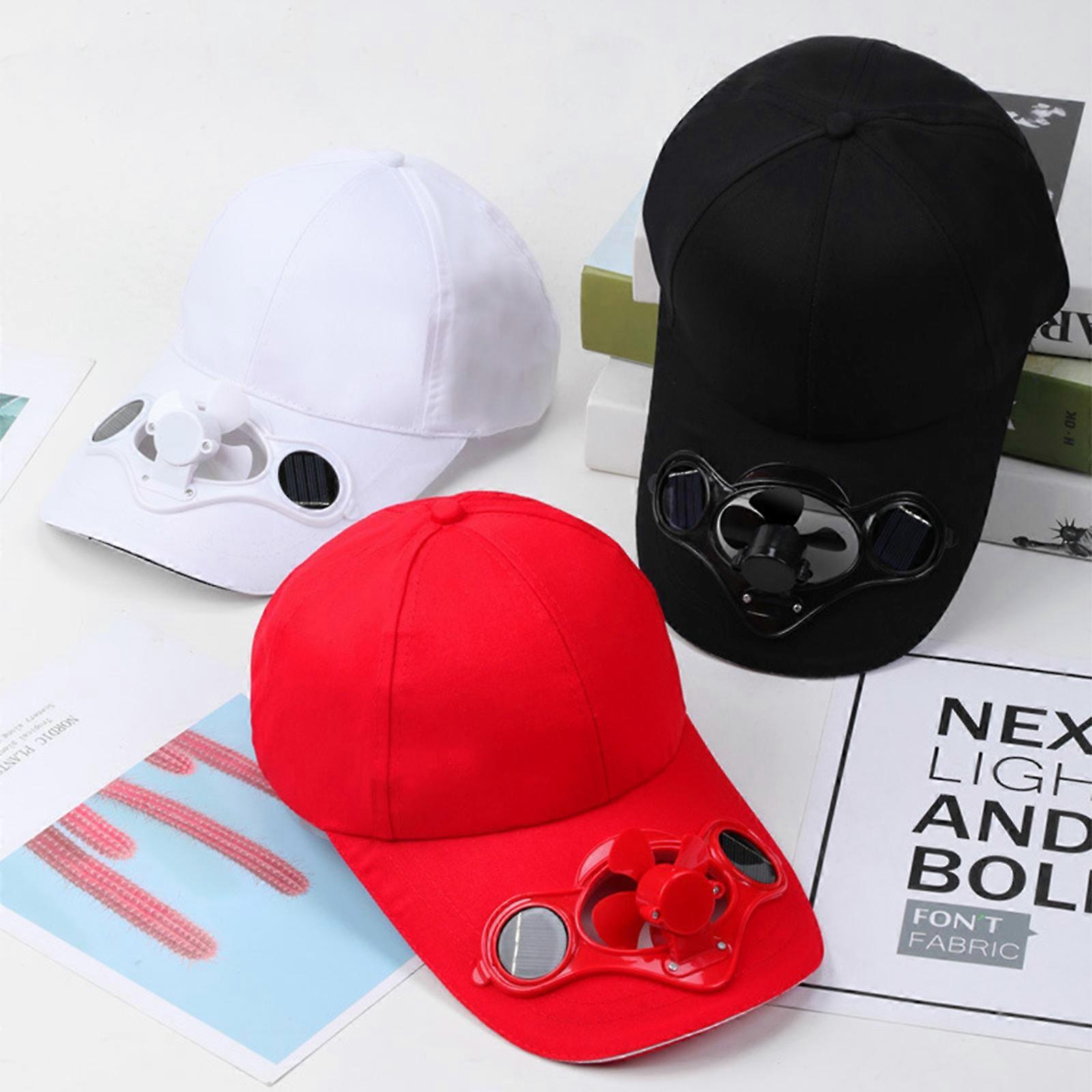 Sport Hats Solar Fan Cap - Red, Solar Powered Mini Fan, Sun Protection ...