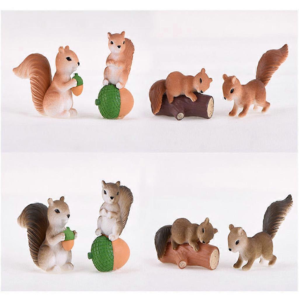 8Pcs Mini Squirrel Miniature Figurines Animals Model Fairy Garden ...