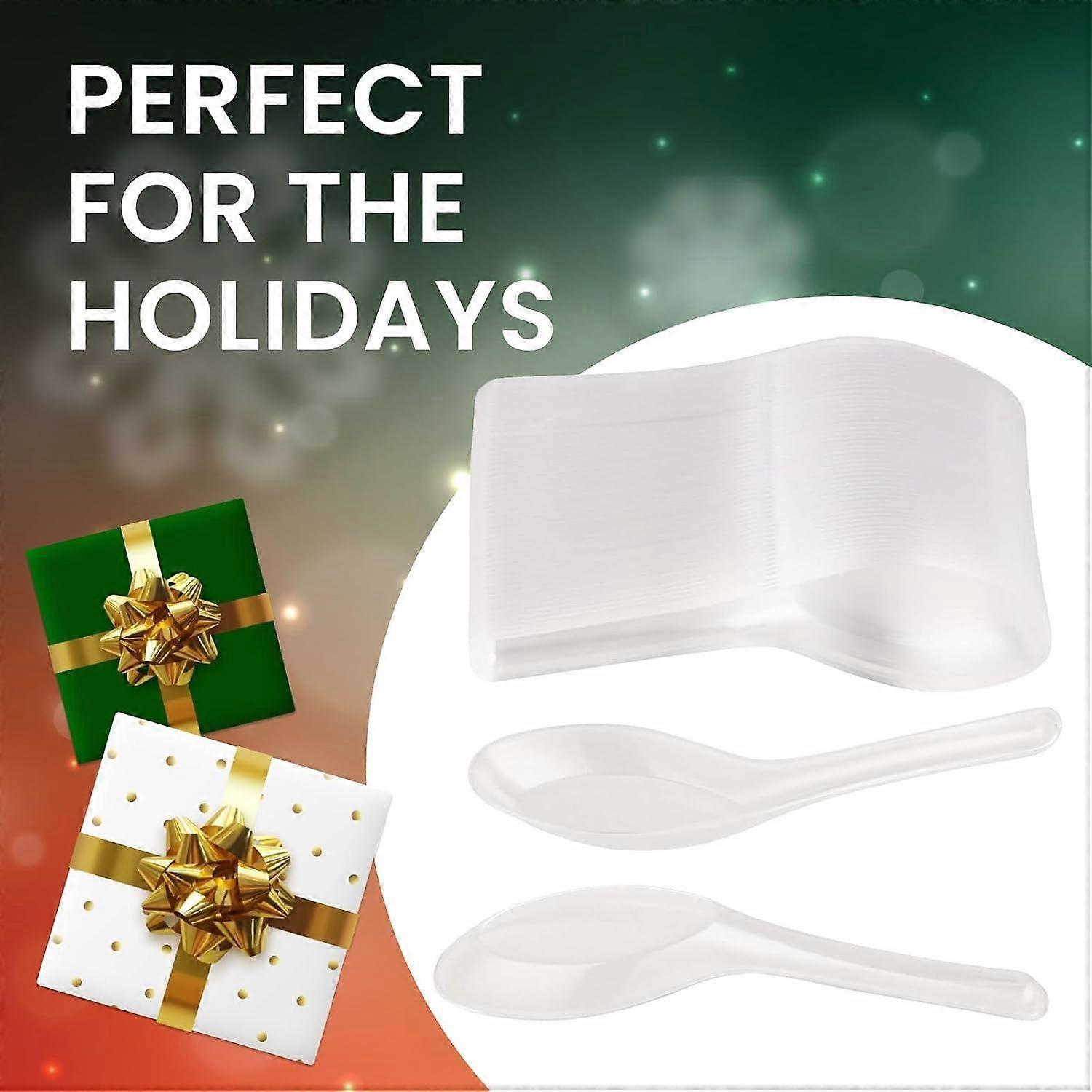 200 Pack Disposable Chinese Soup Spoons, Clear Plastic Asian Utensils ...