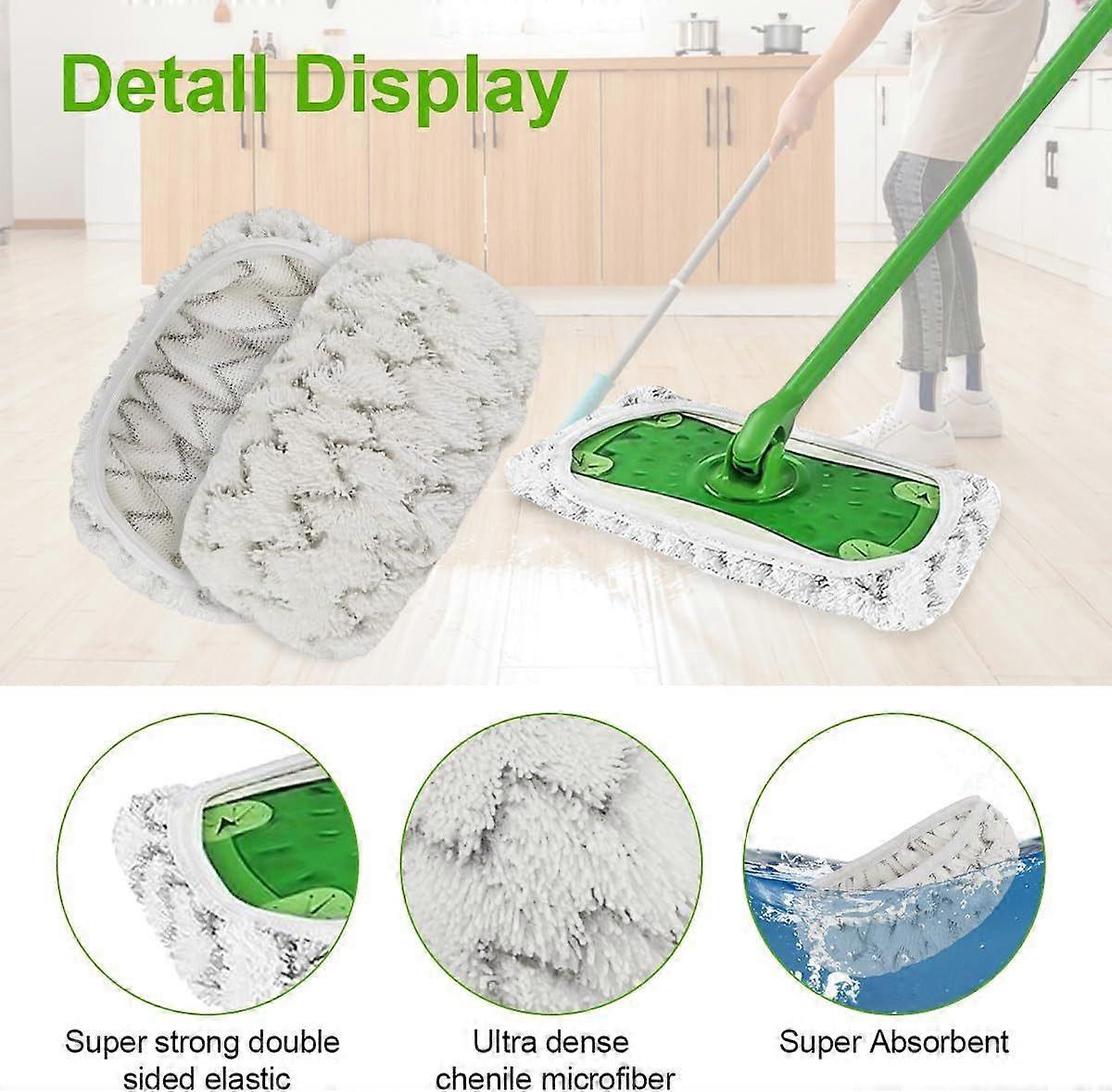 6 Pack Reusable Microfiber Mop Cover Suitable for Swiffer Mop Cover ...