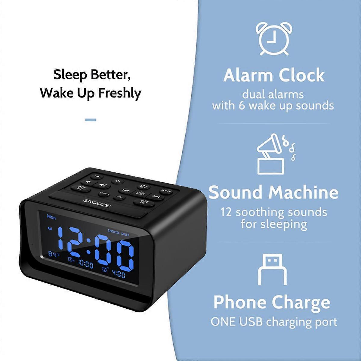 Time Zone Selectable Dual Alarm Clock, AccuSet Automatic Time Set, FM ...