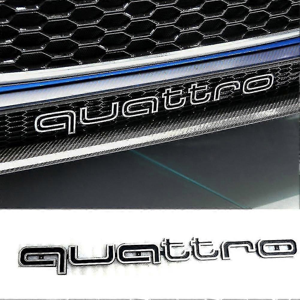 Cool Quattro Logo Badge Emblem Car Sticker Front Grill Lower Trim For ...
