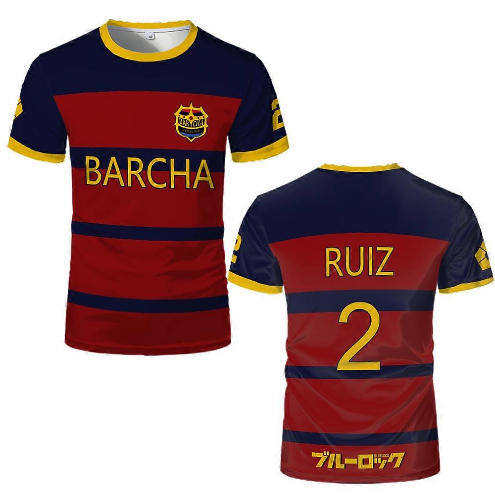 Blue Lock FC Barcha Tecknad Anime Cosplay Herrtröja Sommar Kortärmad T ...