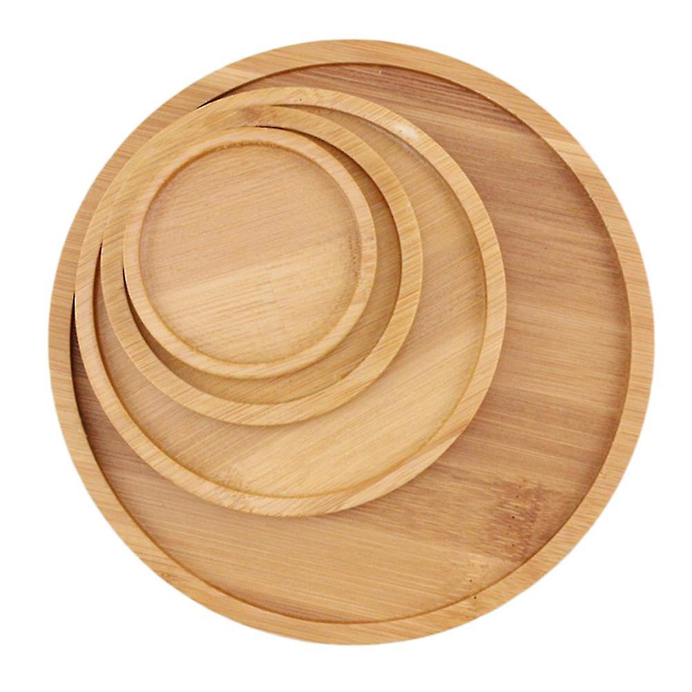 Round Bamboo Planter Flower Pot Bases Tray Succulent Bonsai Plant ...