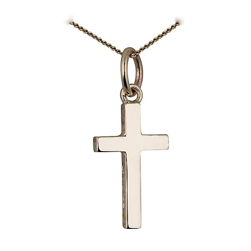 9ct Gold 15x9mm plain solid block Cross with a curb Chain 20 inches ...