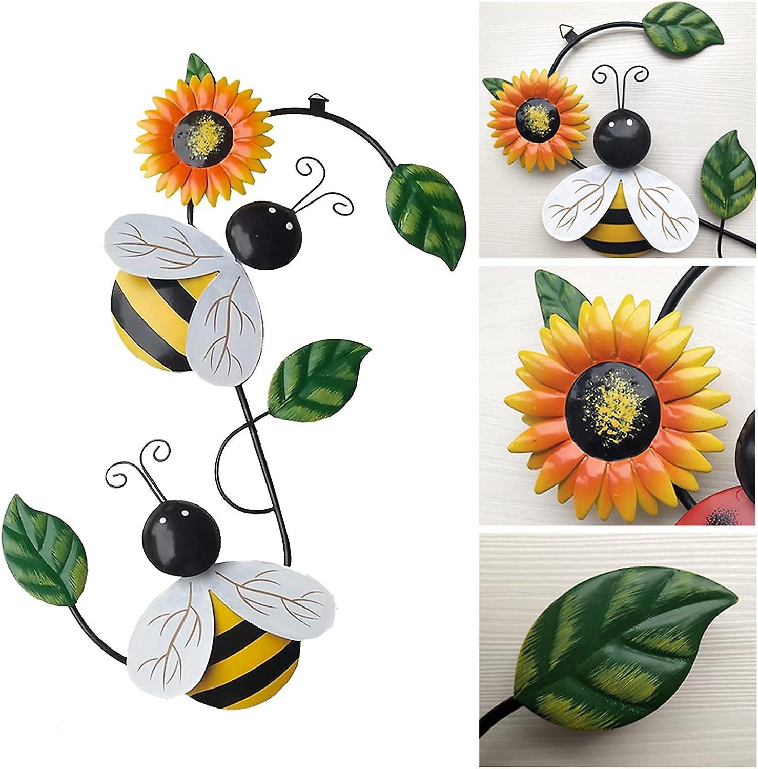 Metal Sunflower With Ladybug Wall Decor, Indoor Outdoor Decorative Wall ...