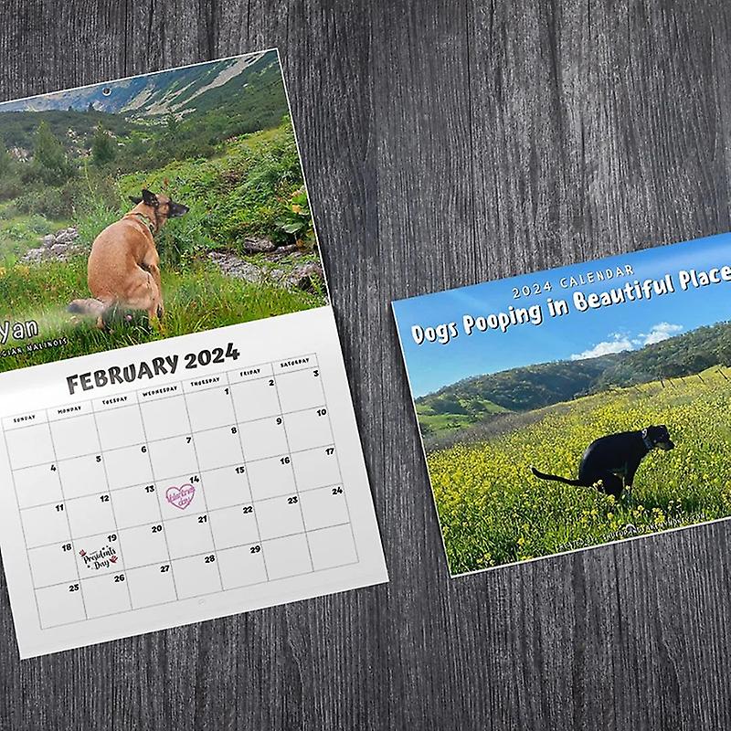 2024 Morsom hund Pooping Wall Kalender Unik kalendergave til venner ...