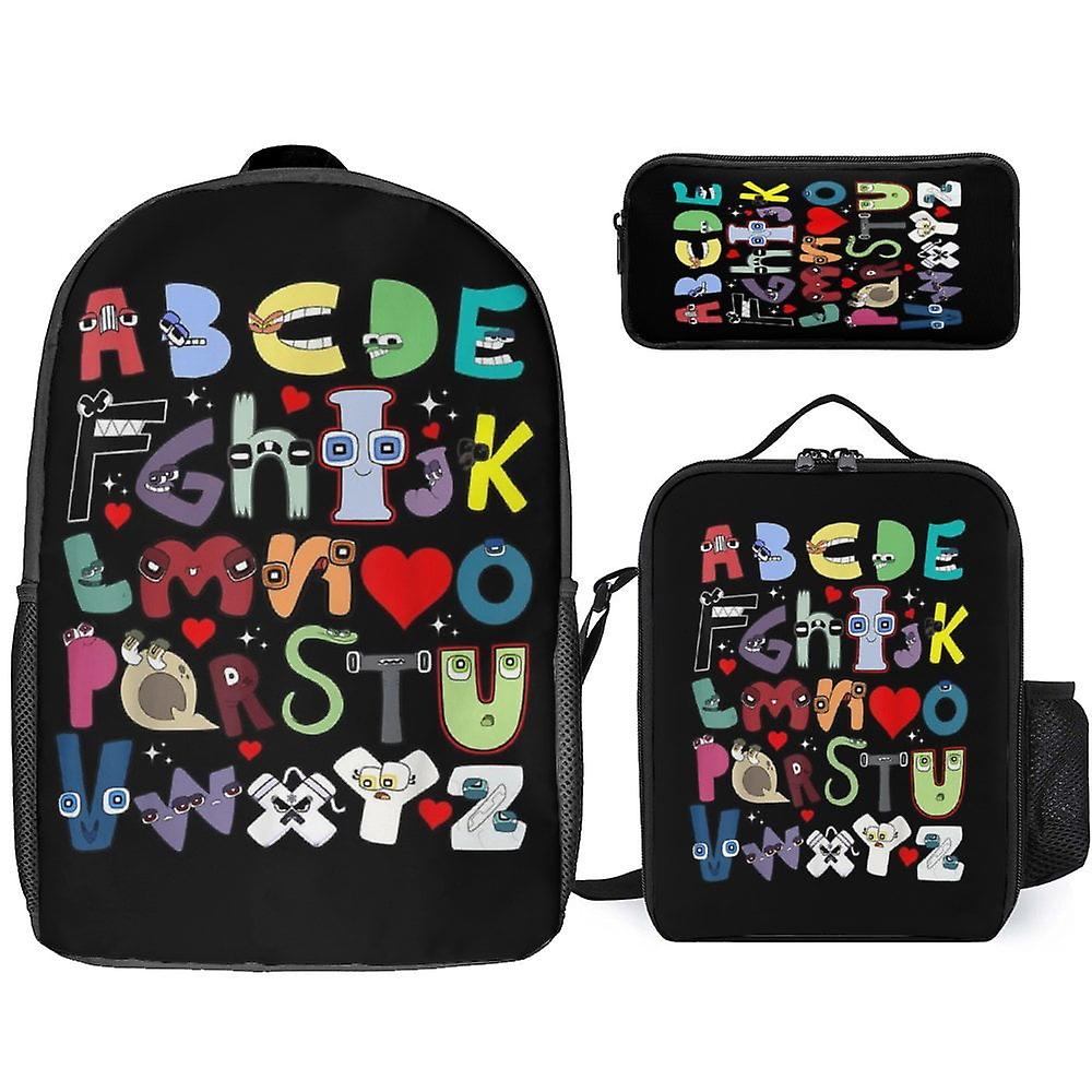 Alphabet Lore Backpack With Lunch Bag Pencil Bag 3D Printing Cartoon ...