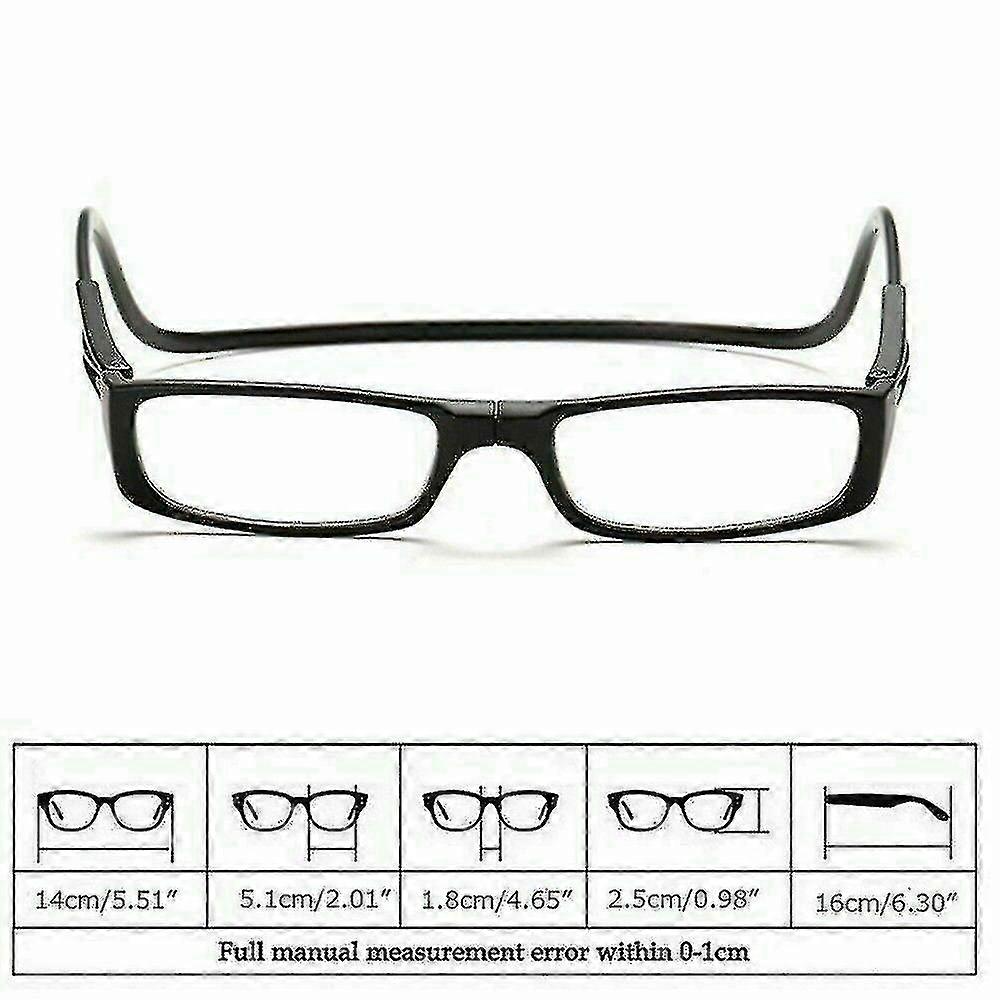 Folding Magnetic Reading Glasses Snap Click Front Neck Hanging ...