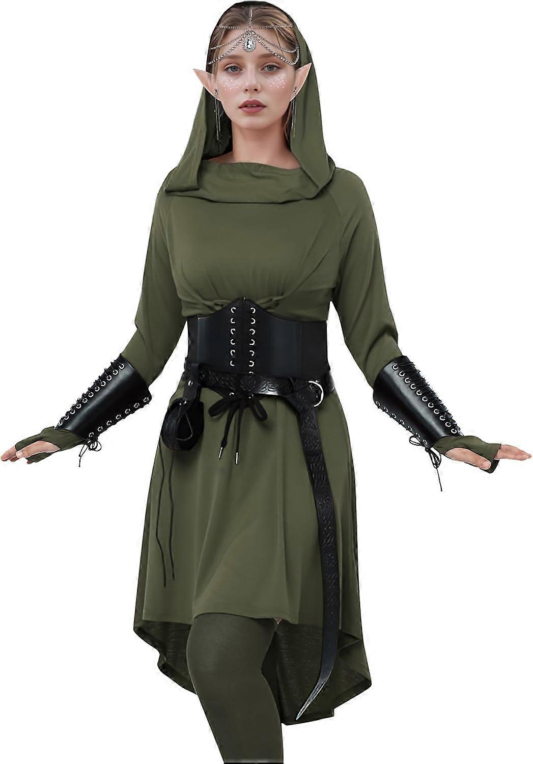 10 Pcs Women Medieval Renaissance Fairy Costumes Set Medieval Hooded ...