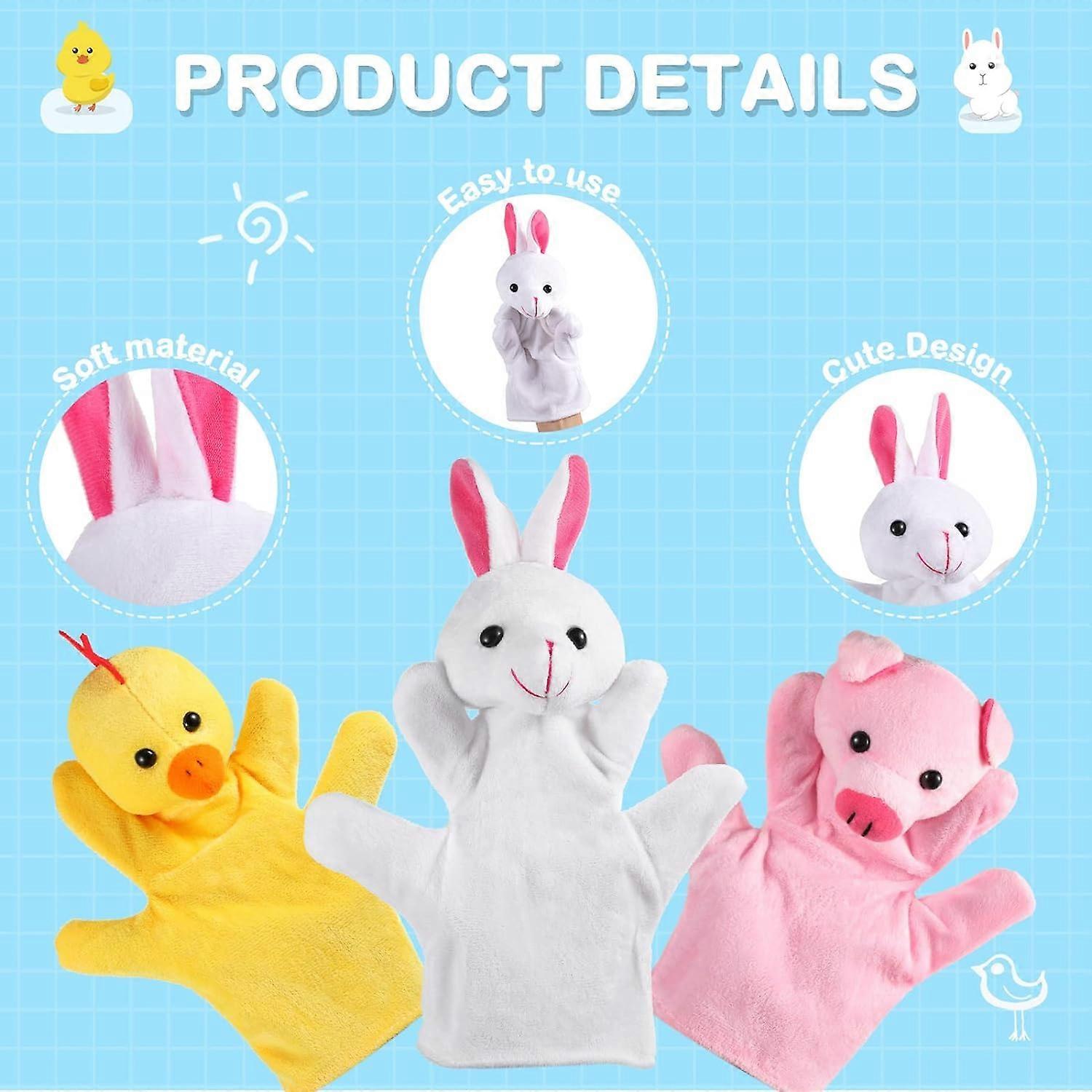 6 Pcs Barn Buddies Hand Puppets Farm Animal Plush Toy Hand Puppets ...