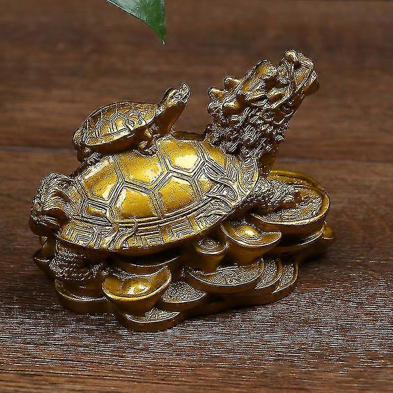 1pc Gold Feng Shui Dragon Turtle Tortoise Statue Figurine Coin Money ...