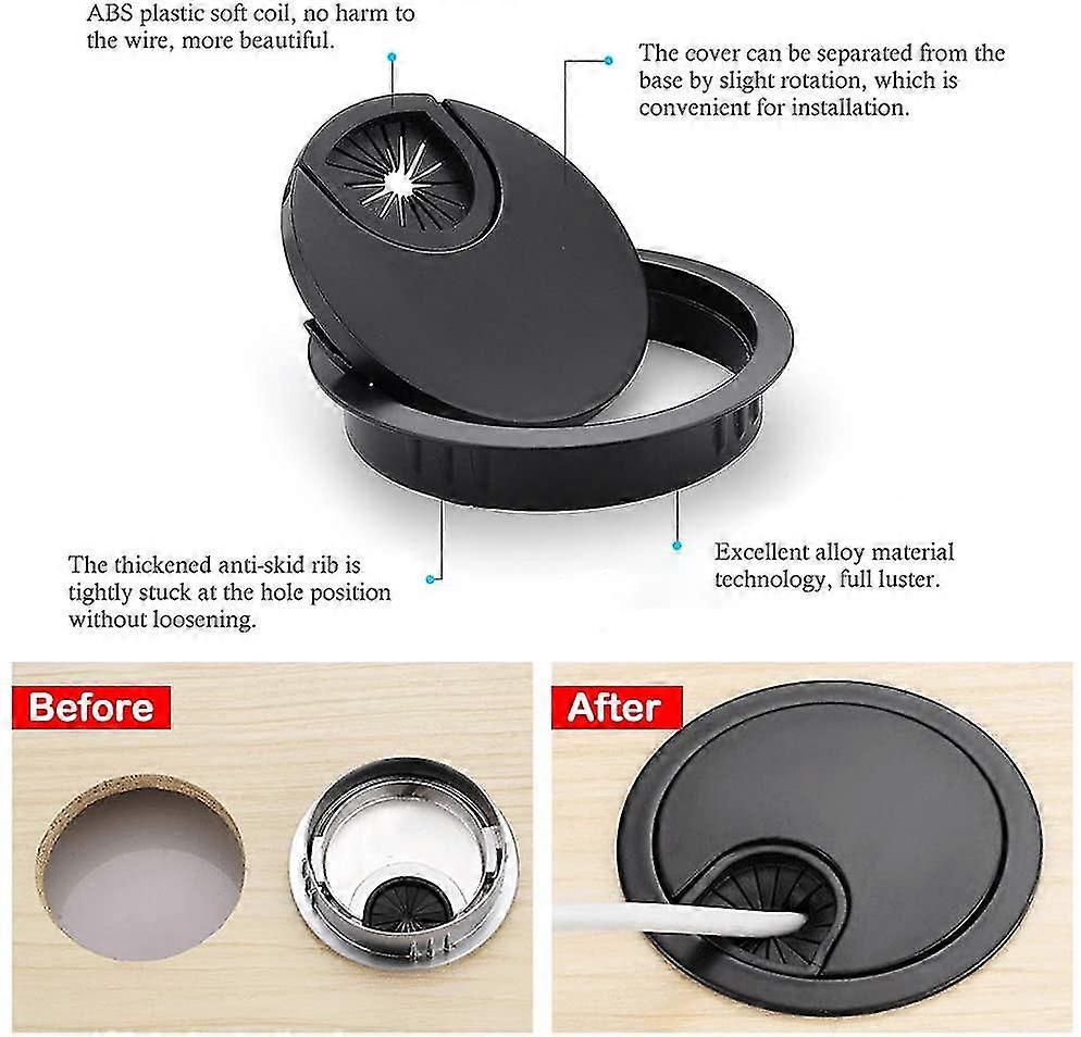 Computer Grommet 60mm, 4pcs Metal Cable Grommet, Desk Table Grommet ...
