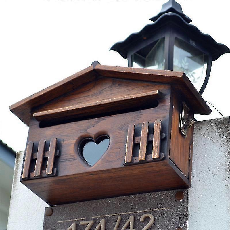 Retro Wooden Post Box Exquisite Mailbox Outdoor Rainproof Suggestion ...