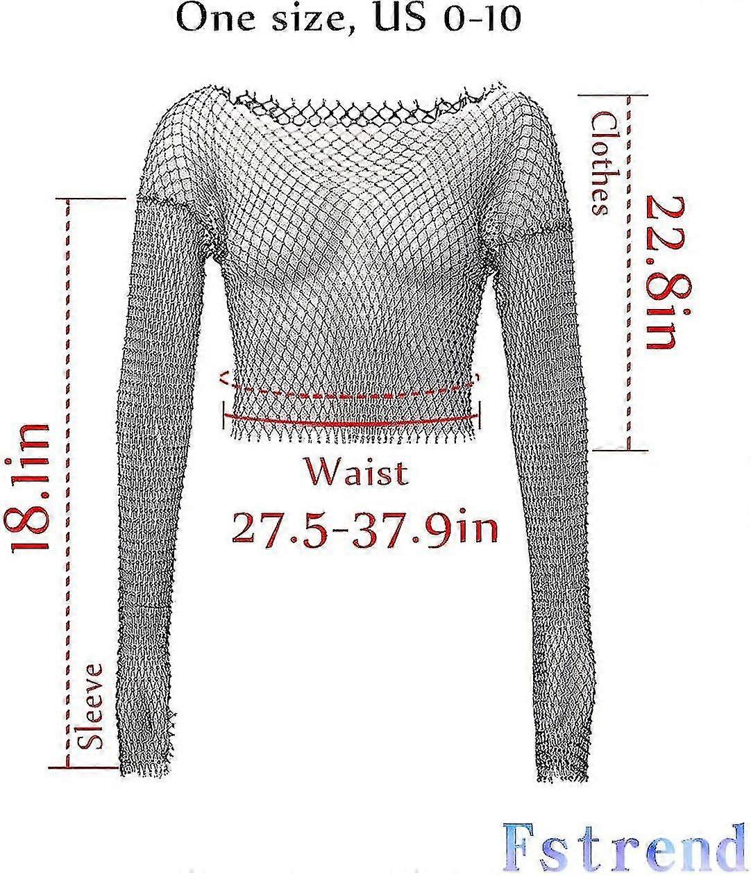 Women Mesh Body Chains Rhinestone Long Sleeve Crystal See Through Cover ...