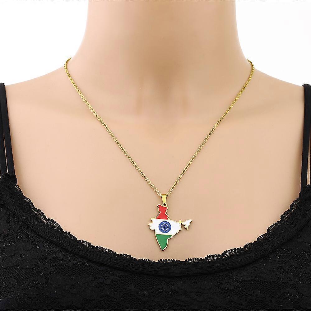Fashion Republic of India Map Flag Pendant Necklace Stainless Steel Men ...
