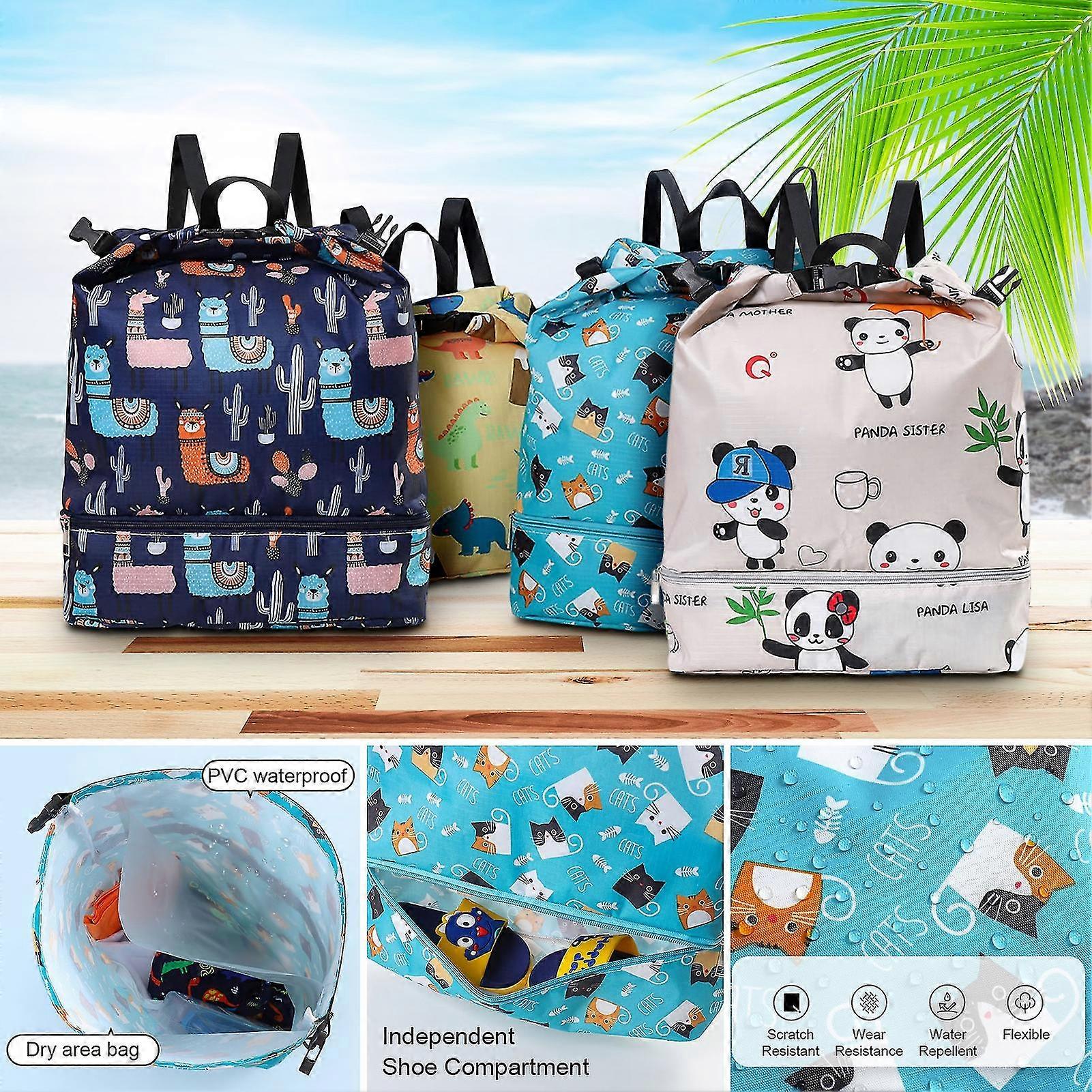 Swimming Bag Wet And Dry Separation Adjustable Waterproof Cartoon Print ...