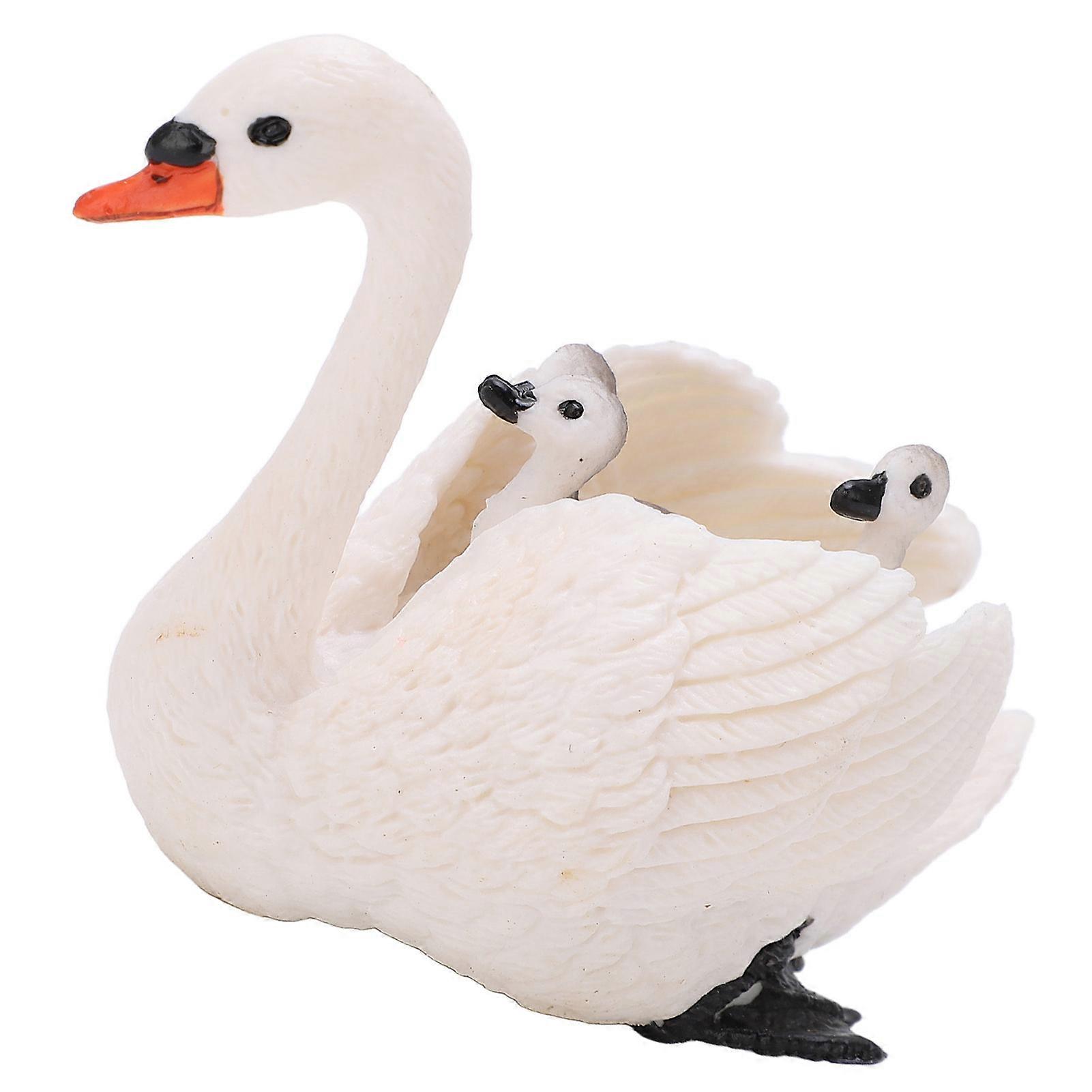White Swan Ornament Carrying Small Swans High Simulation Lifelike ...