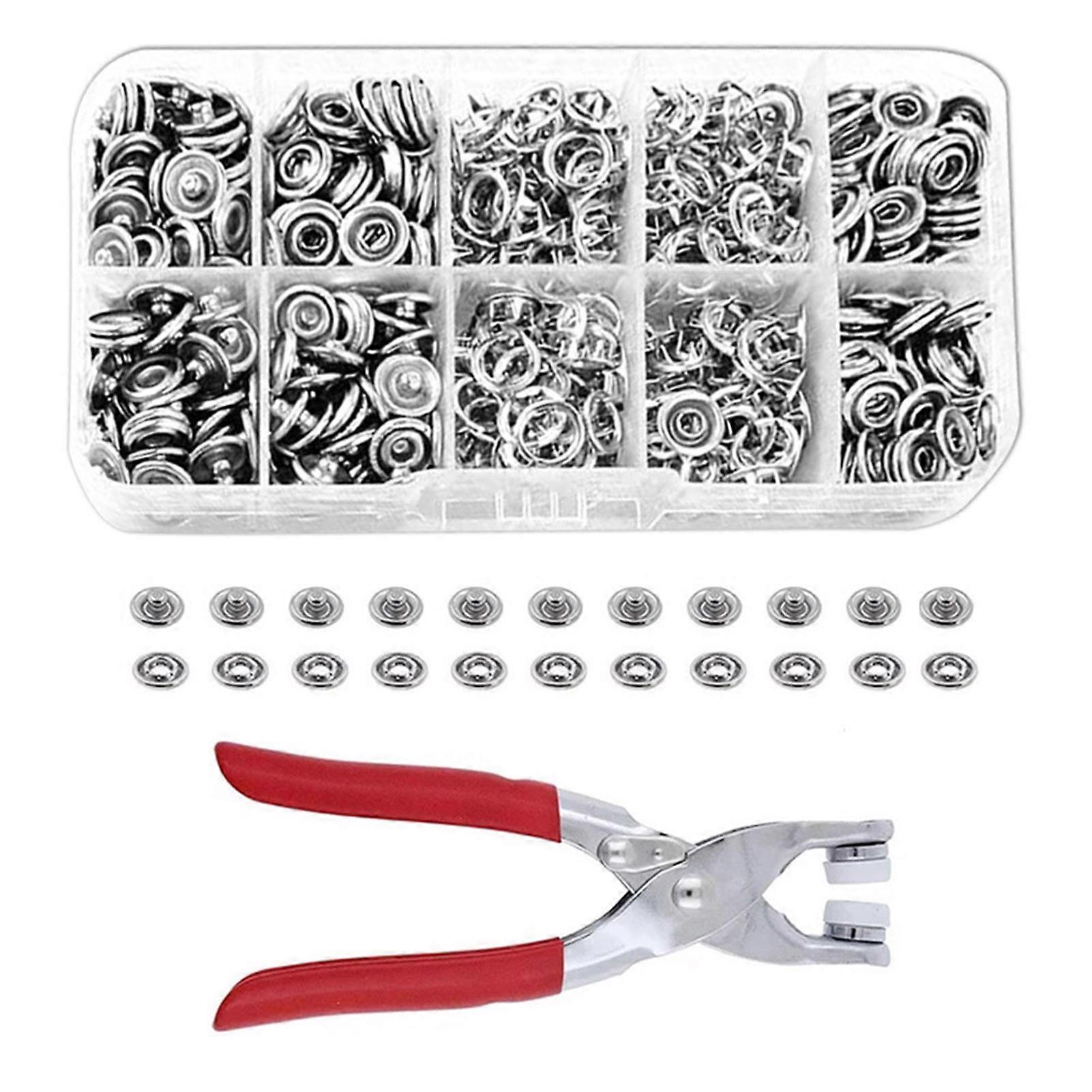 Metal Snaps Buttons with Fastener Pliers Press Tool Kit Stainless Steel ...