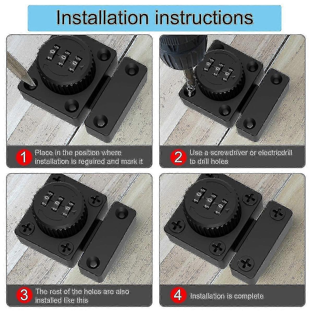 Cabinet Door Latch Keyless Combination Lock Cabinet Mechanical 3-digit ...