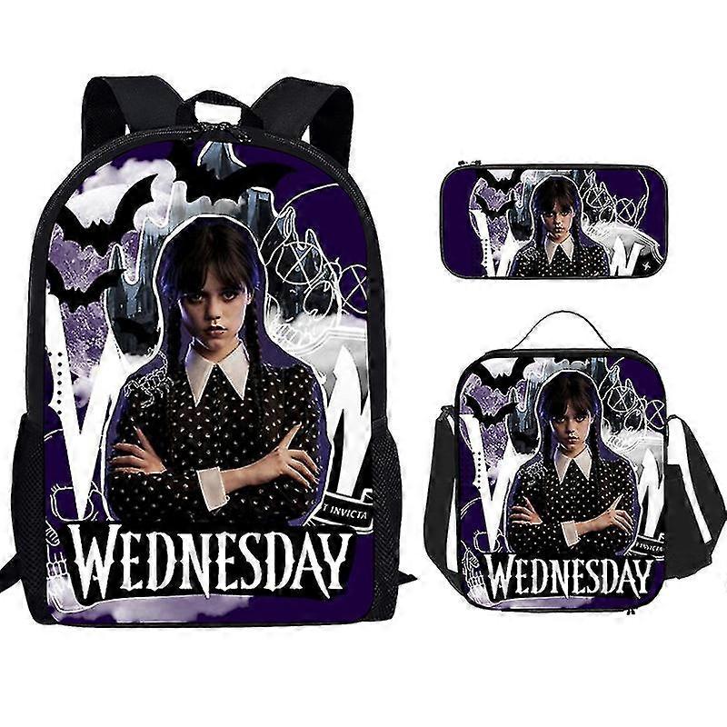 3pcs/set Wednesday Addams Figure Kids Backpack Printed Kindergarten ...