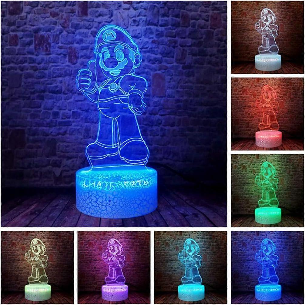 SBSG Super Mario Bros LED Anime Lamp Desk 3D Illusion Sleeping Night ...