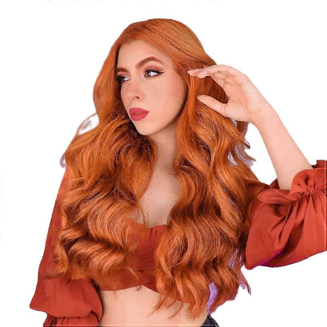 Long Ginger Wigs ginger red wig braids wigs long red curly Wigs Synthetic Heat Resistant fiber ...