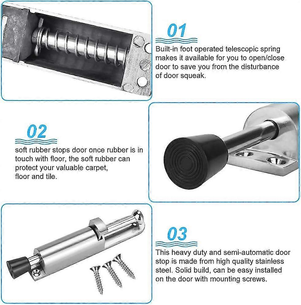 Lever Door Stop Zinc Alloy Door Stopper Rubber Door Stopper With 3pcs ...