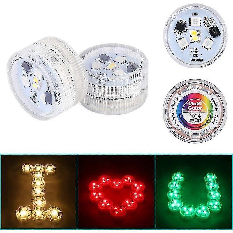 10 pcs Mini Submersible LED Lights, Waterproof Underwater Lamp RGB ...