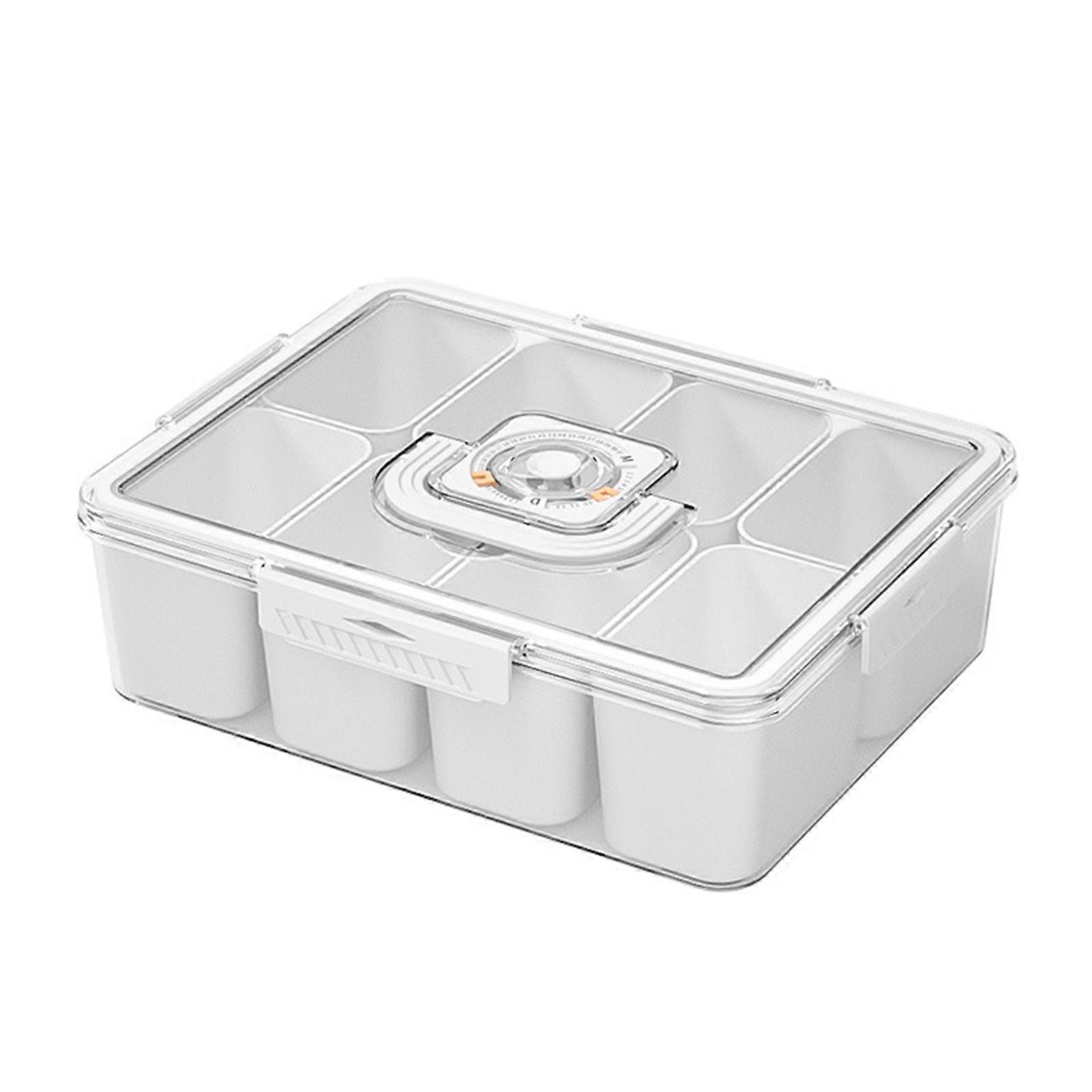 Salad Crisper Snack Box with Lid 8 Compartments Cutlery Storage Food ...